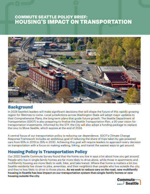 Policy Brief: Housing's Impact on Transportation - Commute Seattle